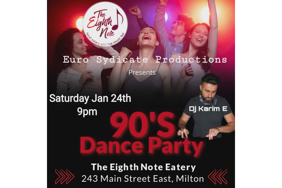 90s Dance Party Night with DJ Karime @ The Eighth Note | Experience Milton
